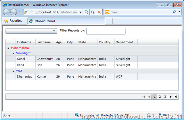 Customizing Group Row Header of Silverlight DataGrid | Kunal Chowdhury